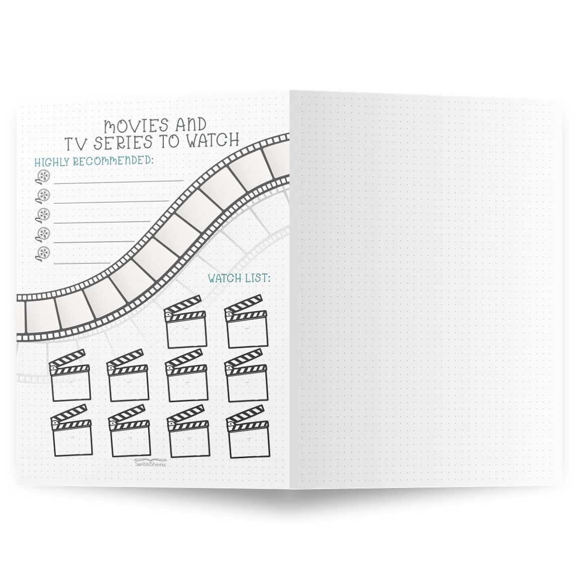 Movies & TV to Watch Printable Page – ScribblSheets